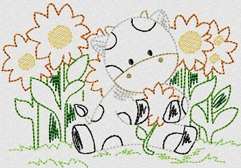 Vintage Stitchery Cows